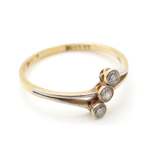 Three Stone Bezel Set Diamond Ring Mounted in 18 Carat Yellow and White ...