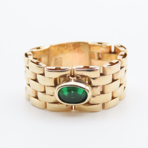 Bezel Set Emerald Chain Link Cable Design Ring Set in 9 Carat Yellow ...