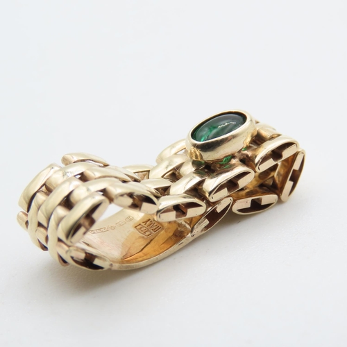 Bezel Set Emerald Chain Link Cable Design Ring Set in 9 Carat Yellow ...