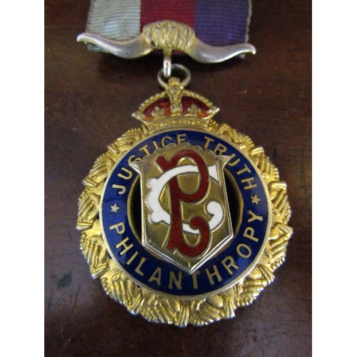 Silver Presentation Medal with Enamel and Gilded Decoration Ribbon Present