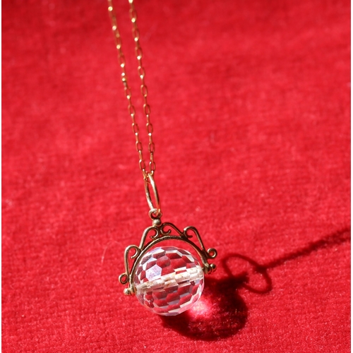Nine Carat Set Swivel Pendant Mounted on Eighteen Carat Yellow Gold ...