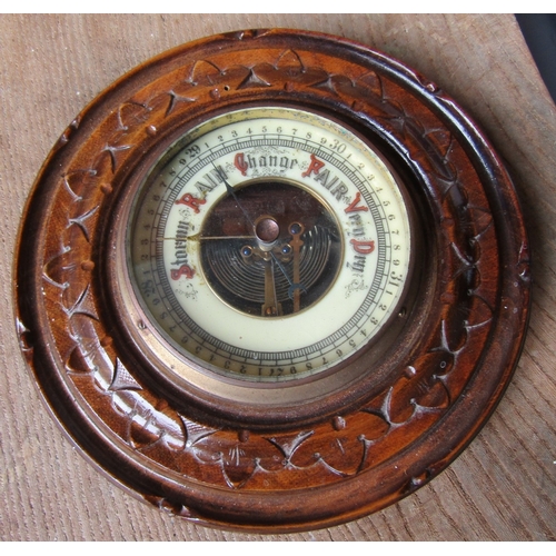 Edwardian Circular Form Wall Barometer Approximately 6 Inches Diameter