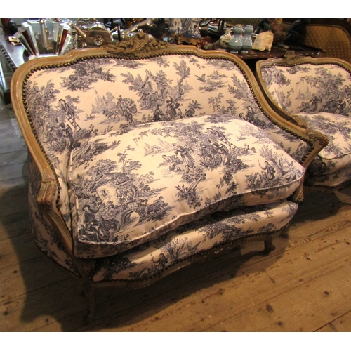 Drawing Room Settee Attractively Carved with French Pattern Upholstery ...