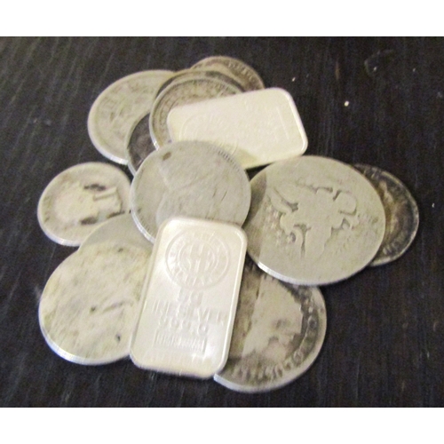 Collection of Old Silver Coins with Two Pure Silver Ingots Quantity as ...