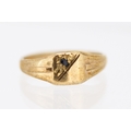 9 Carat Yellow Gold Signet Ring with Sapphire Inset Ring Size J As New ...