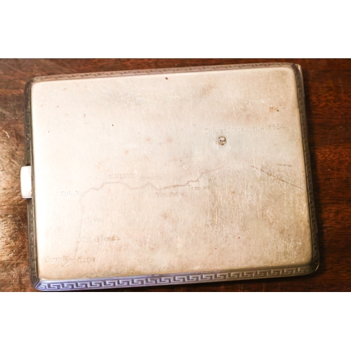 Silver Commemorative Cigarette Case Monogrammed MB Hinged Cover Gilded ...