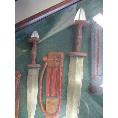 Collection of 11 West African straight bladed knives and daggers with ...
