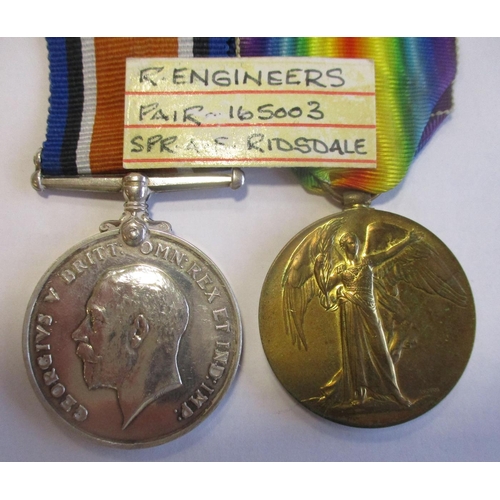 WW1 medal range with: 1. BWM & Victory Medal to 165003 Spr A.E ...
