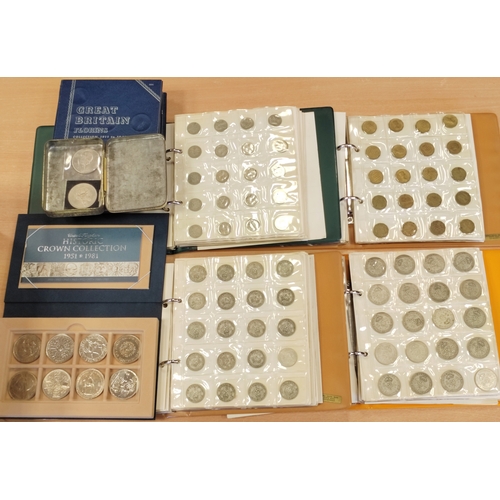Collection of coin albums containing florins, shillings, sixpence ...
