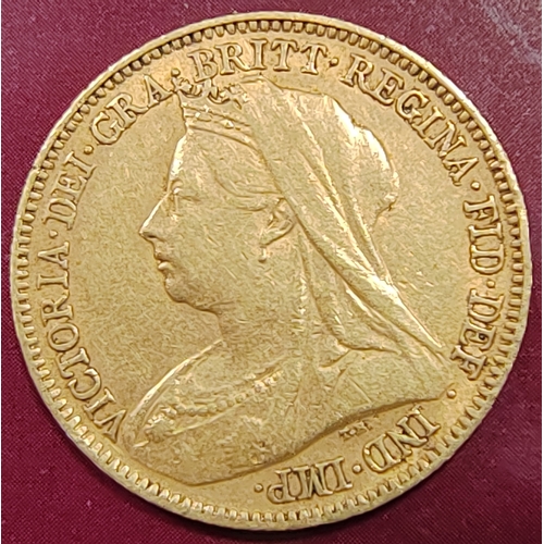 Investment Gold Lot – documents required. 1901 half sovereign fine. (Y)