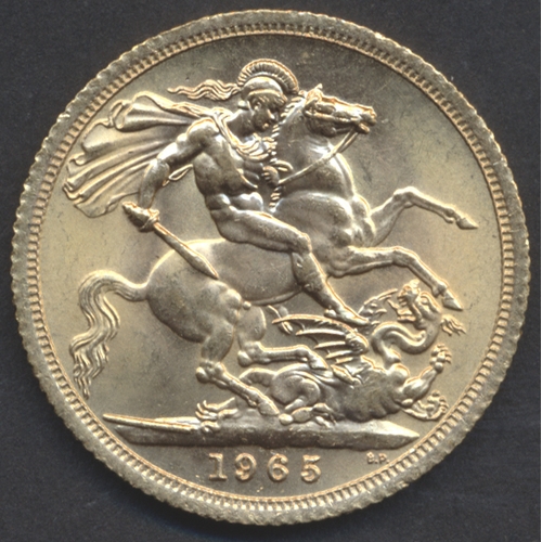 Investment Gold lot - documents required. 1965 sovereign very fine. (Y)