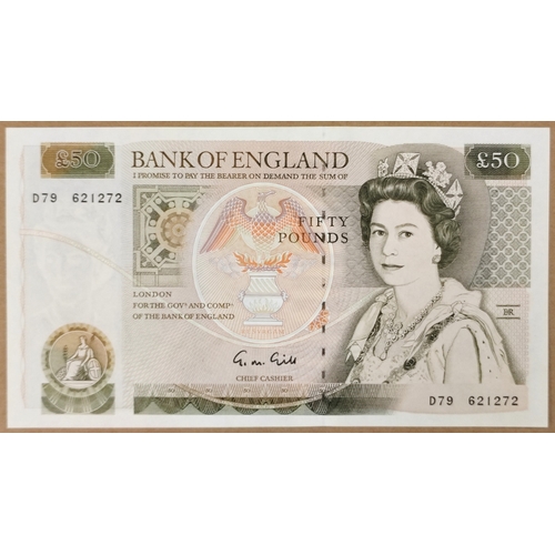G.M Gill. Range of sequenced £50 Wren D87 621272 - D87 621276 extremely fine to good extremely fine.