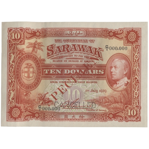 Sarawak. 1929 $10 C/1 000,000 signature A.A. Rennie overprinted ...