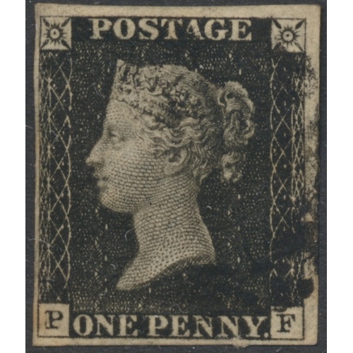 QV line engraved range, comprising 1840 1d blacks U (x2), NB, pl.3 (3 ...