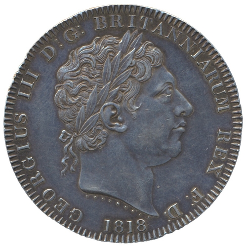 1818 crown LVIII edge good very fine. (See photo) (Y)