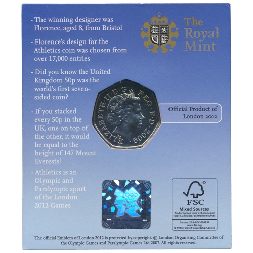 2012 Blue Peter Olympic Athletics 50p uncirculated on Royal Mint card ...