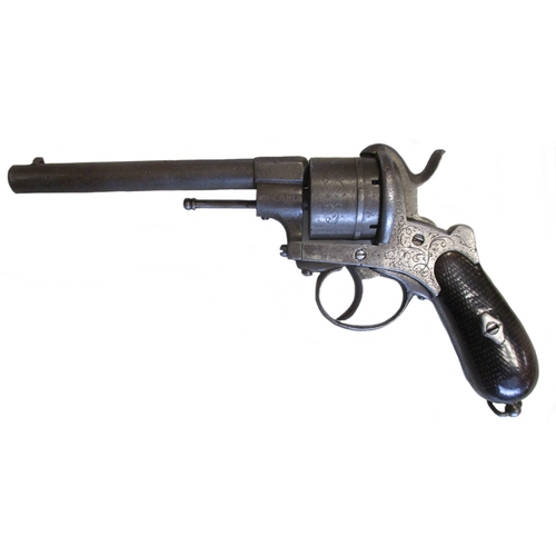 Lefaucheux Model 1858 12mm pinfire revolver, 6 shot self cocking, 15 ...