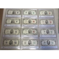 USA. Range of 1930s-60s banknotes and silver certificates in wooden ...