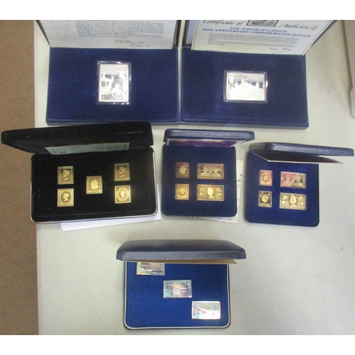 Range of sterling silver stamp replica proof cased sets FDC, with 25th ...