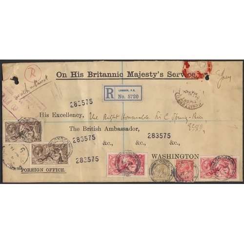 1914 Foreign Office large registered cover addressed to British ...
