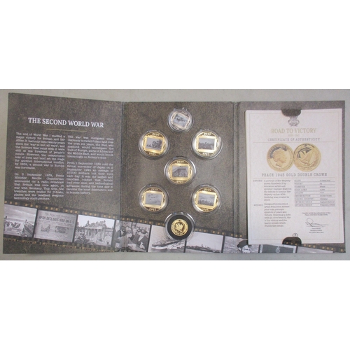 Gibraltar. 2019 The Road to Victory 1939-1945 proof set of 7 (9ct gold ...