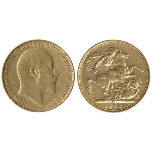 Investment Gold Lot - Documents Required. 1903M sovereign fine. (Y)