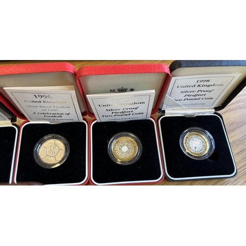 Range of boxed silver proofs FDC piedfort £2's, including 1989 twin set ...