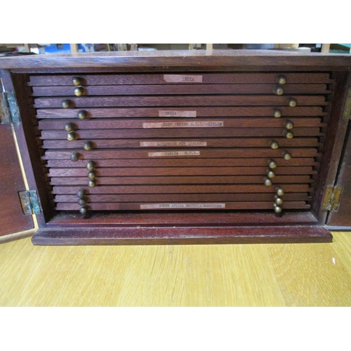 Collection in wooden coin case (H16cm x W29cm x D30cm (key present ...