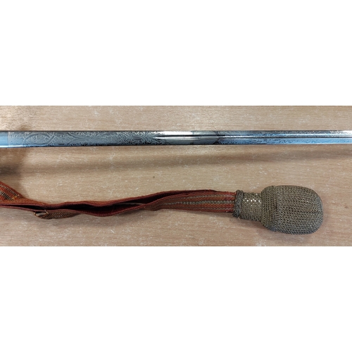M1899 Swiss infantry officers sword with metal scabbard and sword knot ...