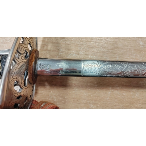 M1899 Swiss infantry officers sword with metal scabbard and sword knot ...