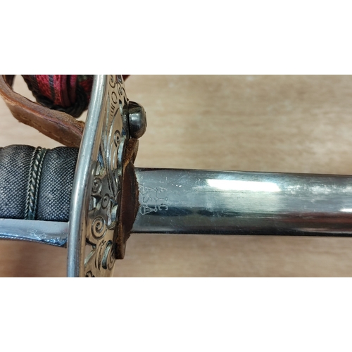 M1899 Swiss infantry officers sword with metal scabbard and sword knot ...