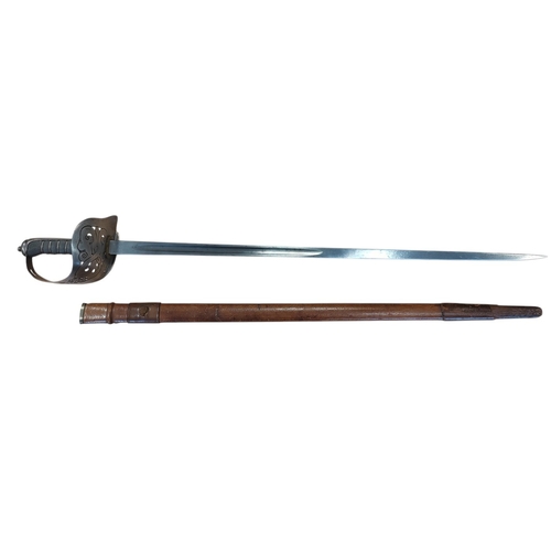 1897 Pattern infantry sword with leather scabbard, light pitting to ...