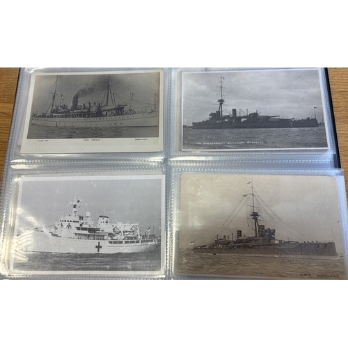 Shipping. Naval ships coln. of vintage cards in one album, incl. ptd ...