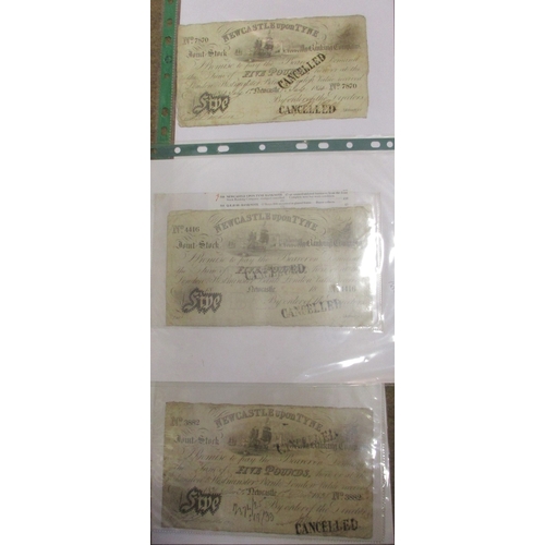 Range of local banknotes, with Newcastle upon Tyne Joint Stock Banking ...