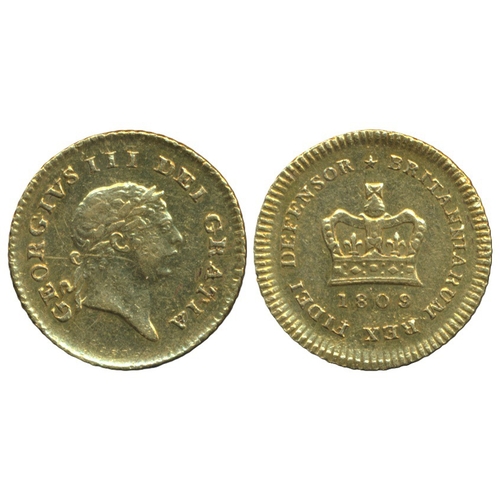Investment Gold lot - documents required. 1809 third guinea very fine. (Y)