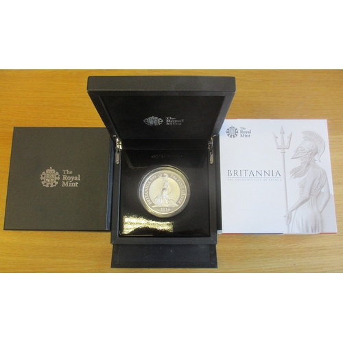 2014 Britannia boxed silver proof 5oz £10 FDC, plus 2021 boxed silver ...