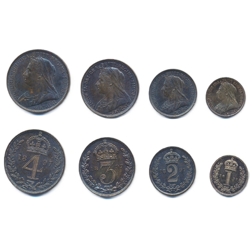 1897 Maundy proof cased set FDC, slight blue toning. (Y)