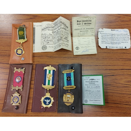Masonic range with - 1. Royal Antediluvian Order of Buffaloes medal ...