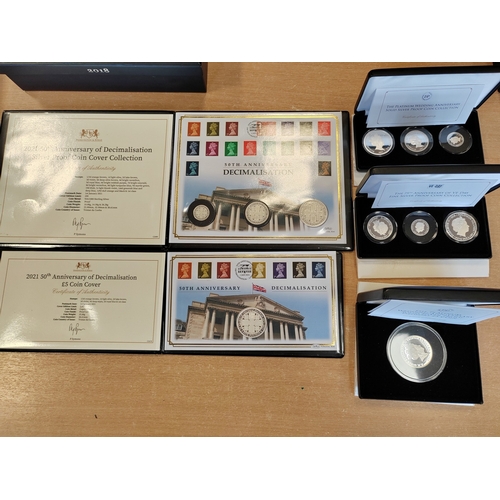 Collection with Royal Mint 2018 premium proof coin set, boxed silver ...
