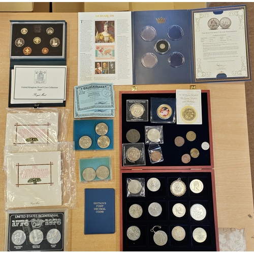 Collection with Mexico 1968 Olympic 25 pesos (2, with one mounted), USA ...