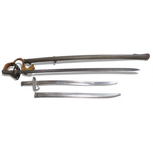 British 1827 pattern Rifle Officers' sword with handle knots in metal ...