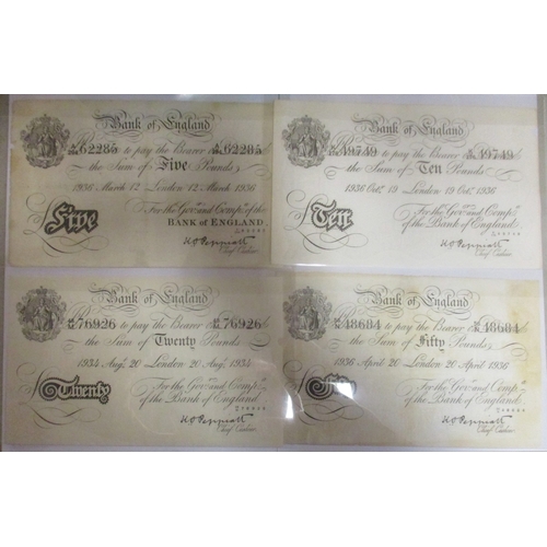 Range of Peppiatt Operation Bernhard forgeries with £5 A/294, £10 K/176 ...
