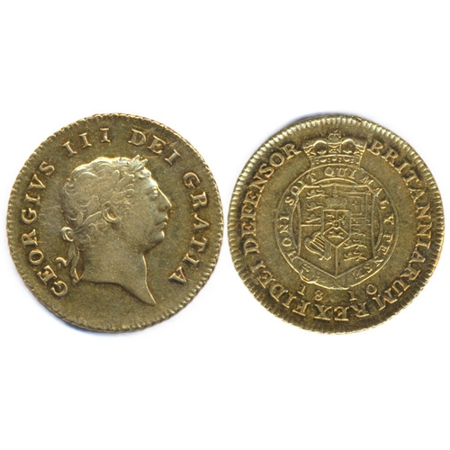 Investment Gold lot - documents required. 1810 half guinea good fine. (Y)