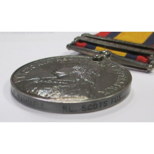 1899 QSA 2 clasps Transvaal, South Africa 1902 to 4046 Pte F. Rammell ...