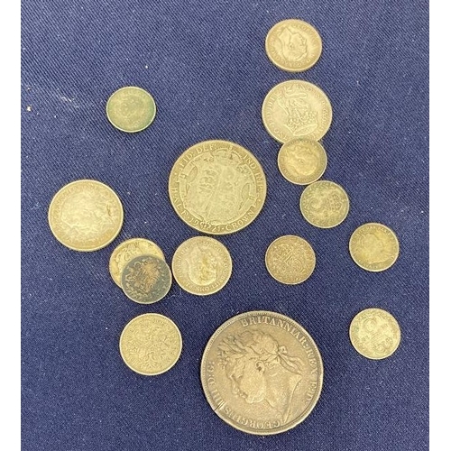 Coins : Small batch of silver coinage including 1822 Crown, 1921 Half ...