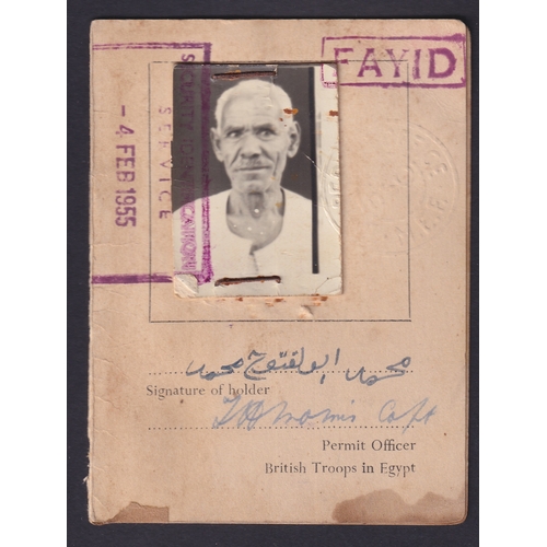 1955 British Suez Canal Zone ID card from Egyptian Worker