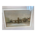 Art : Water colour in modern frame, bridge and river scene Mary Ellison ...