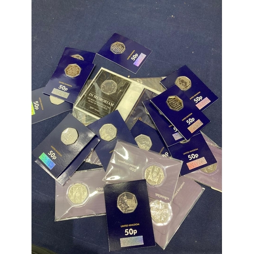 Batch of uncirculated collectors 50p coins, including Sherlock Holmes ...
