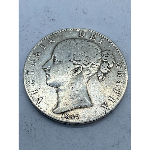A Queen Victoria 1847 crown coin, weight is 28 grams approx