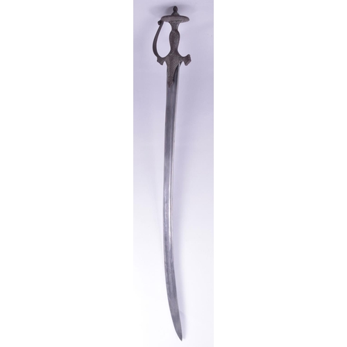 A FINE 18TH CENTURY INDIAN WATERED STEEL TULWAR SWORD, with silver ...